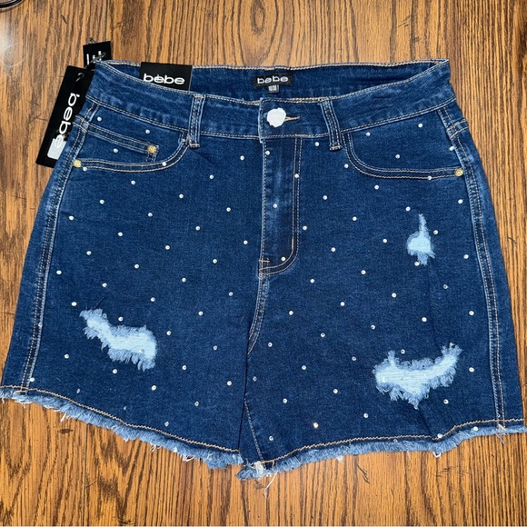 bebe | Shorts | Nwt Bebe Womens Distressed Denim Shorts With ...